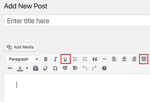 How To Add Underline And Justify Text Buttons In WordPress